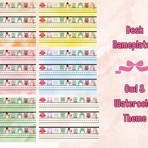 Primary Grades Desk Nameplates: Owl & Watercolor Themed - Etsy