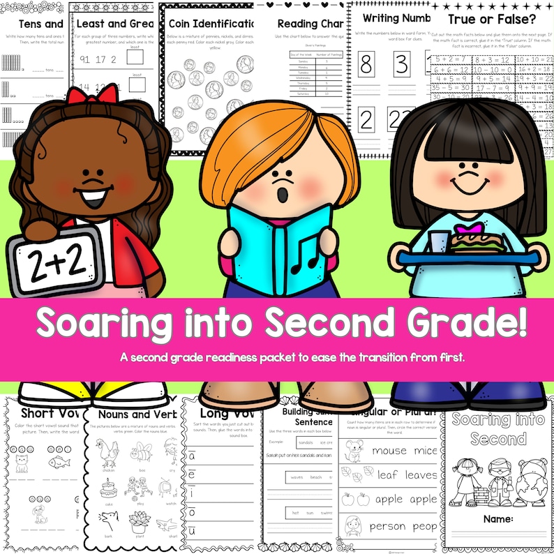 First Grade to Second Grade Summer Transition Readiness Packet - Etsy