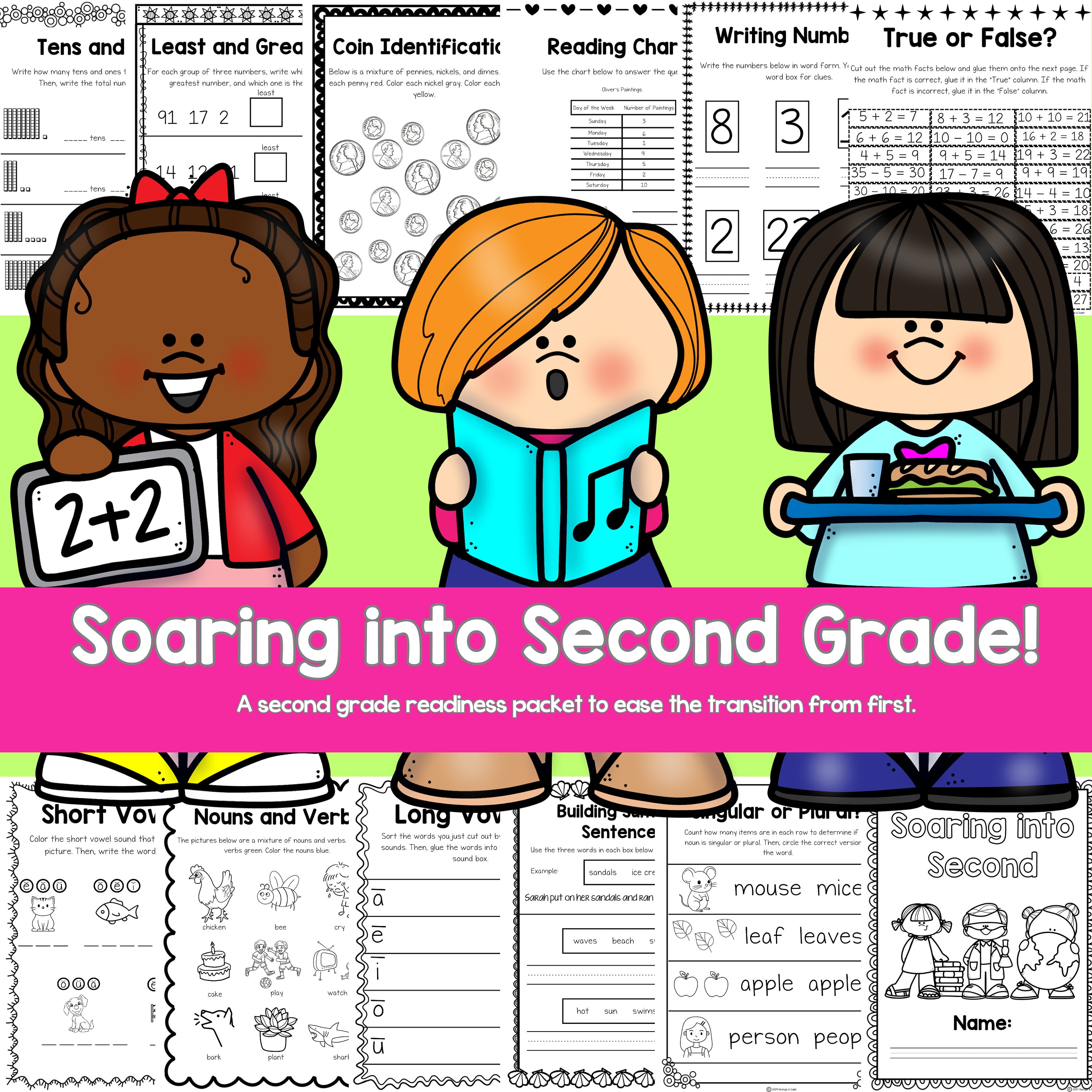 First Grade to Second Grade Summer Transition Readiness Packet - Etsy