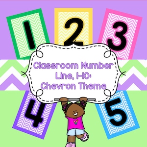 Number Line Posters for Classroom and Homeschool 1-10 | Chevron Theme ...