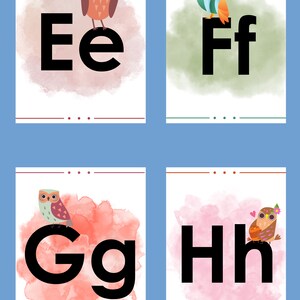 Alphabet Classroom Banner | Owl and Watercolor Themed - Etsy