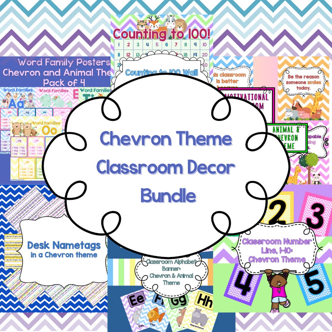 Classroom Decor Bundle - Chevron Theme - Etsy