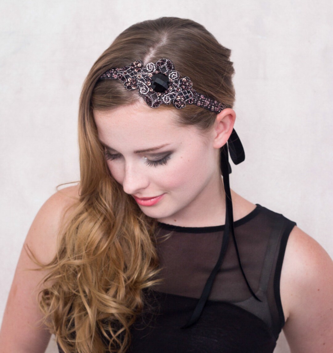 Baroque Rose Beaded Headband Headpiece Ribbon Headband - Etsy