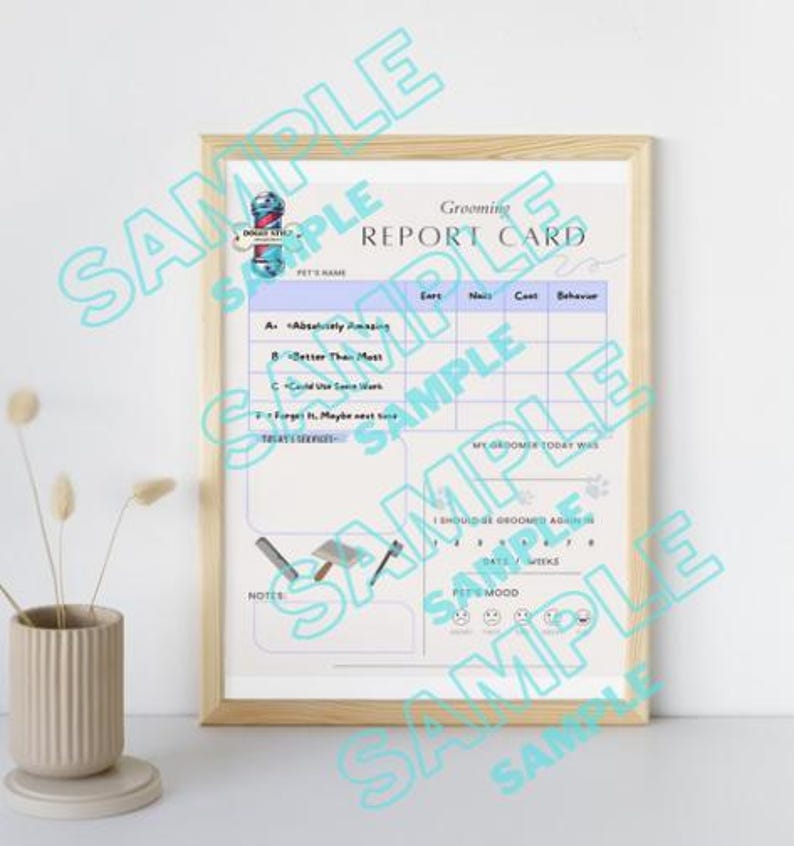 Pet Grooming Report Card - Etsy