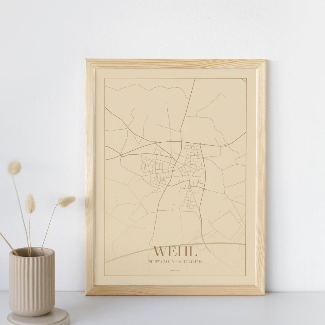Digital Poster Wehl Beige, Poster Map, Poster, Map Wehl, City Poster ...