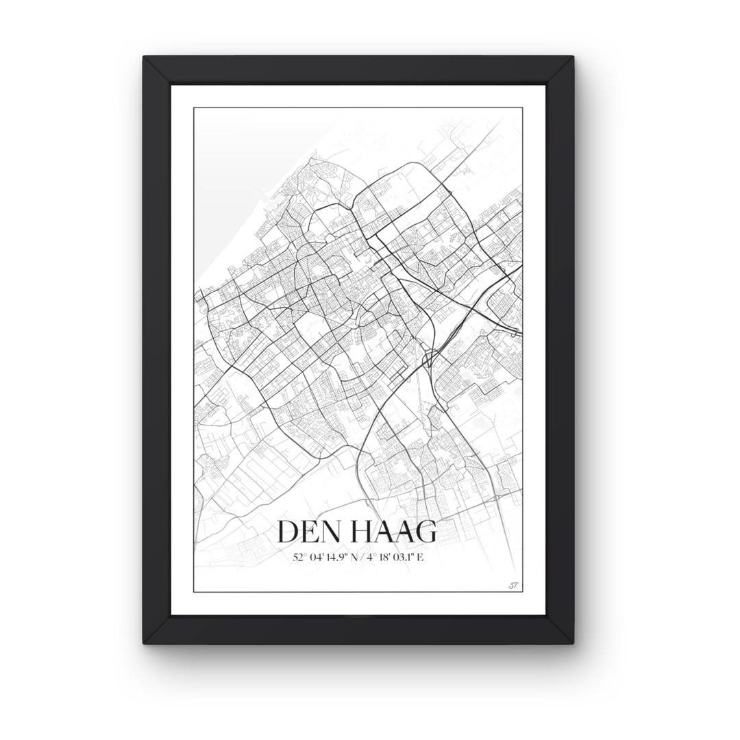 Digital Poster the Hague White, Poster Map, Poster, Map the Hague, the ...
