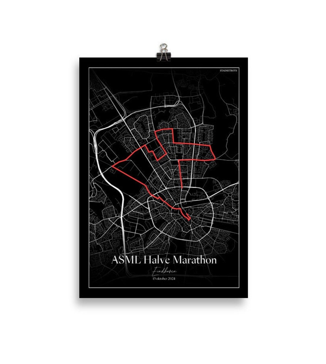ASML Half Marathon Eindhoven Black Gift, Digital Poster ASML Half ...