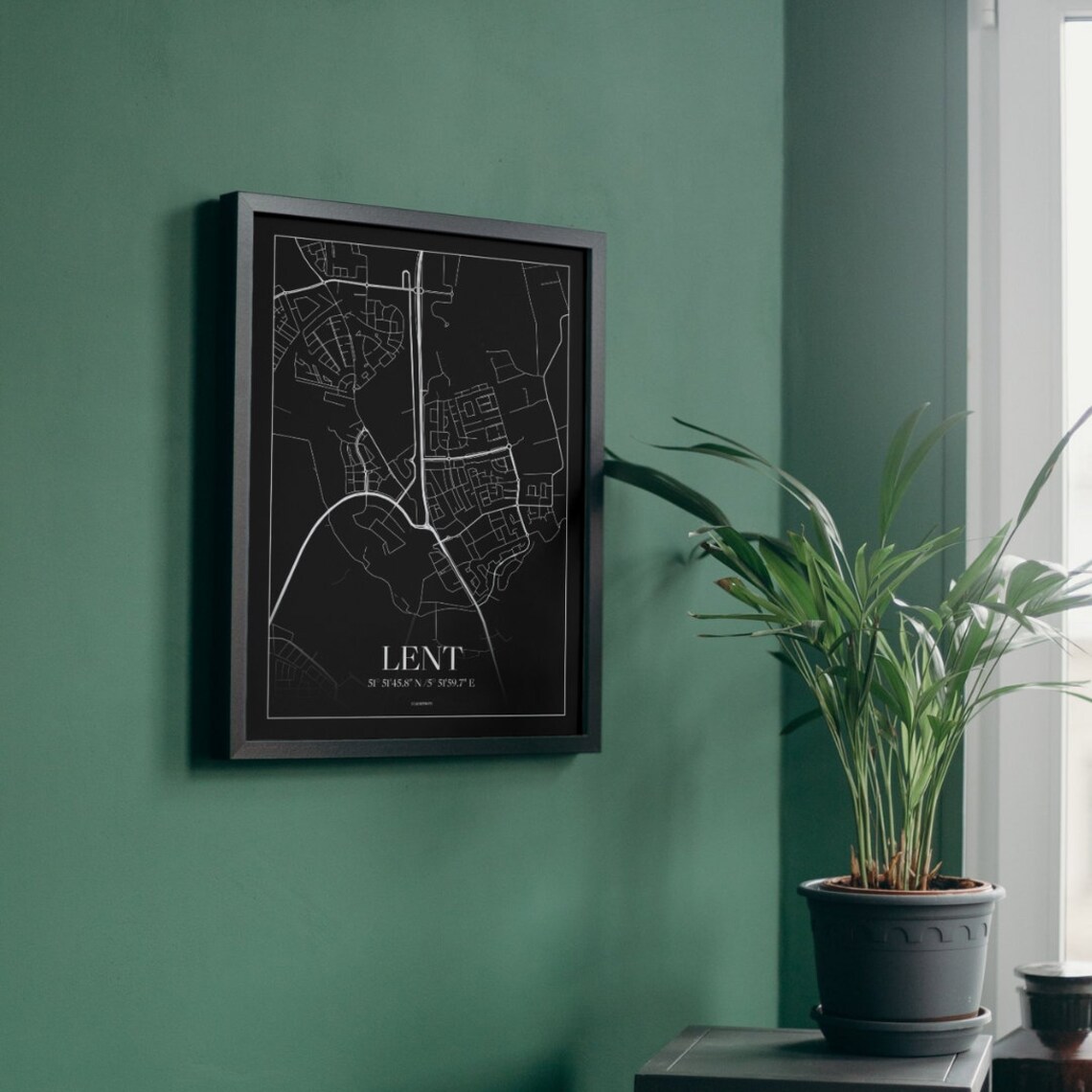 Digital Poster Lent Black, Poster Map, Poster, Map Lent, City Poster ...