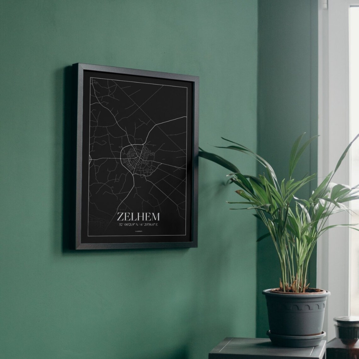 Digital Poster Zelhem Black, Poster Map, Poster, Map Zelhem, City ...