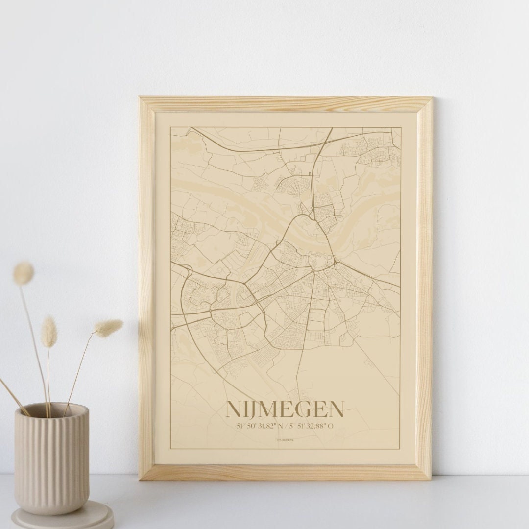 Digital Poster Nijmegen Beige, Poster Map, Poster, Map Nijmegen, City ...