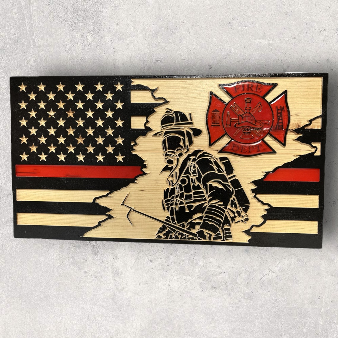 Firefighter Hero Wood Sign Flag Husband Boyfriend Gift - Etsy