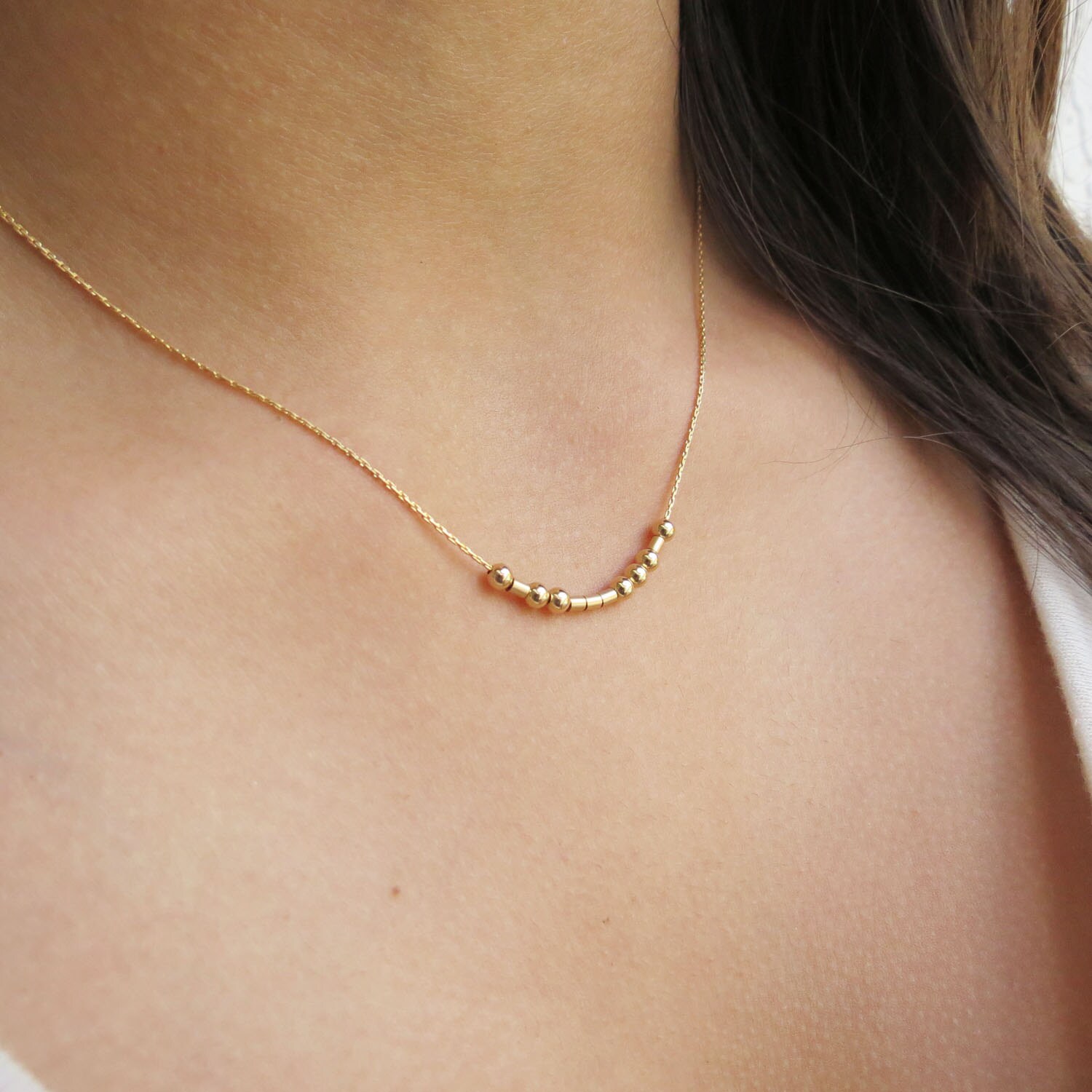 Morse Code Necklace in Gold Dainty Necklace with Hidden | Etsy