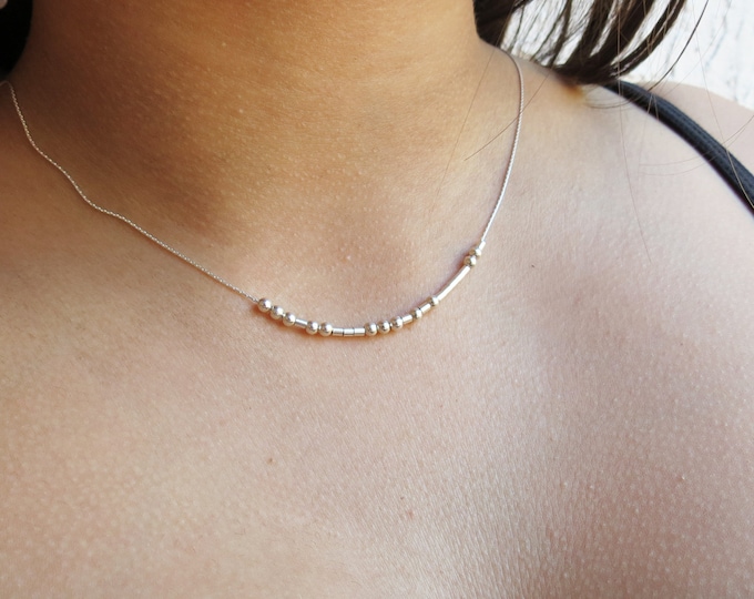 Morse Code Necklace - Dainty Necklace, Sterling Silver or Gold Fill ...