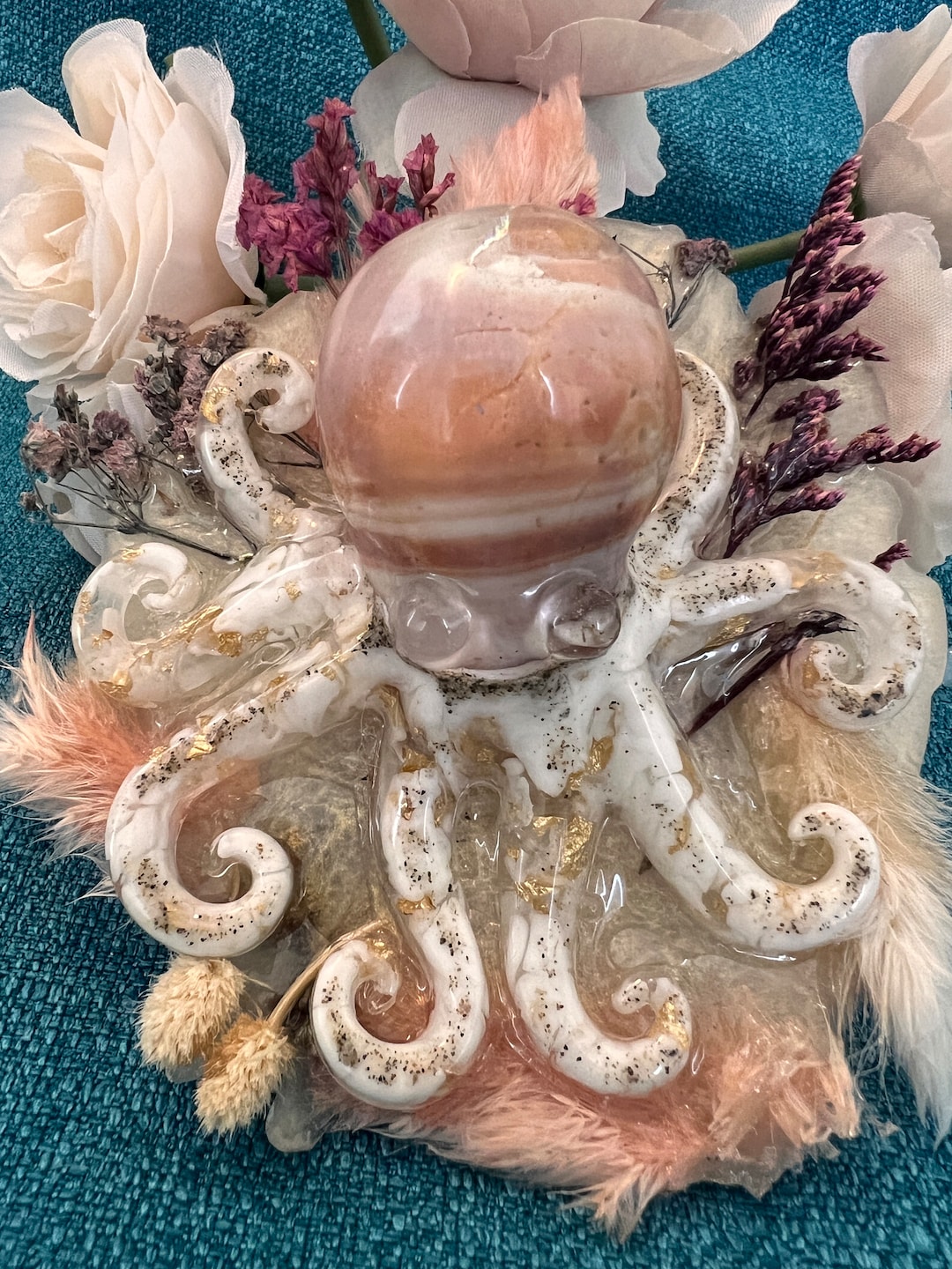 Octopus With Sea Shell in Head / Resin Art / Octopus in Flowers ...