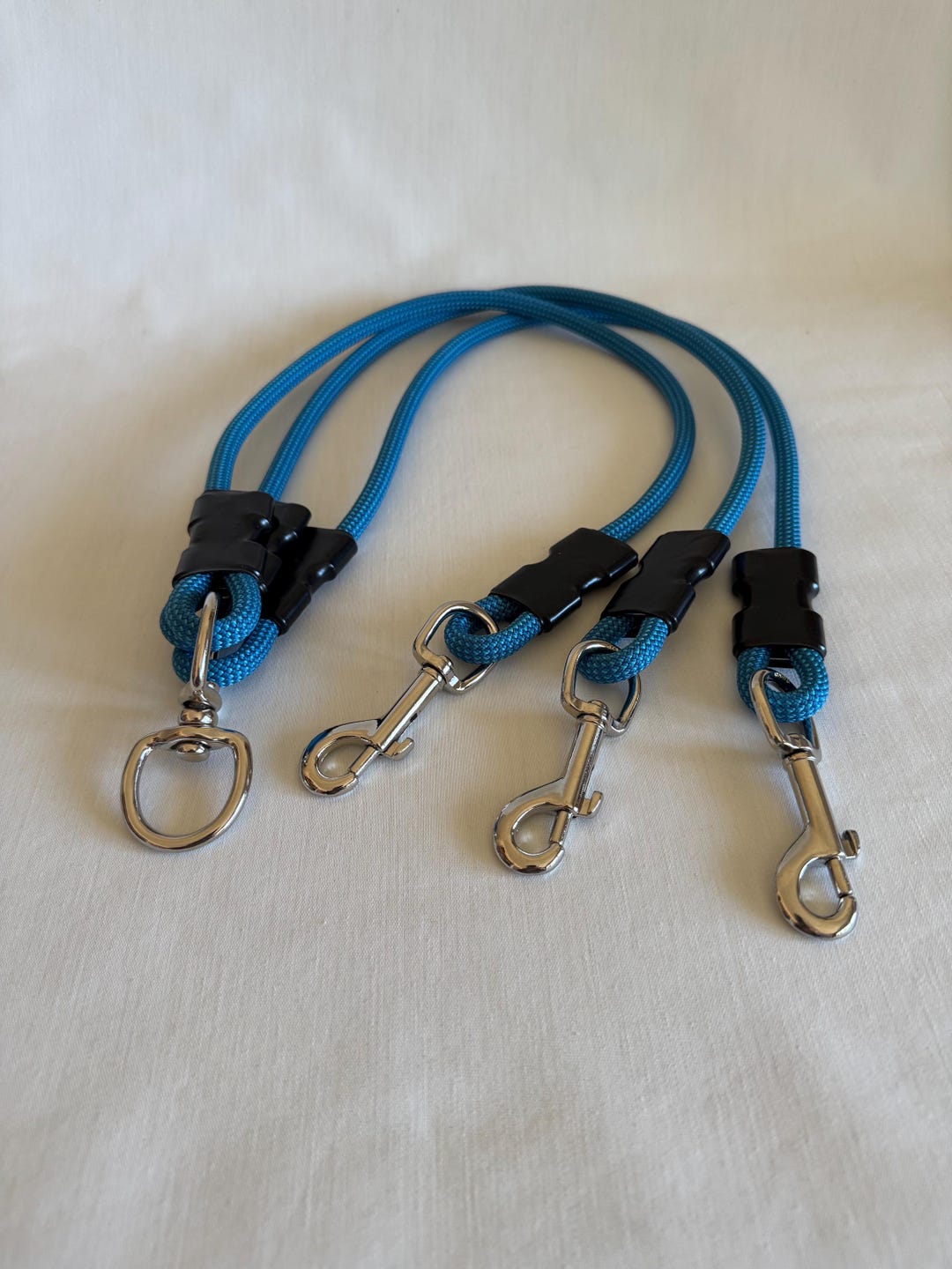 3 Way Splitter for Big Dogs, Triple Leash for 3 Large Dogs, 8mm Blue ...