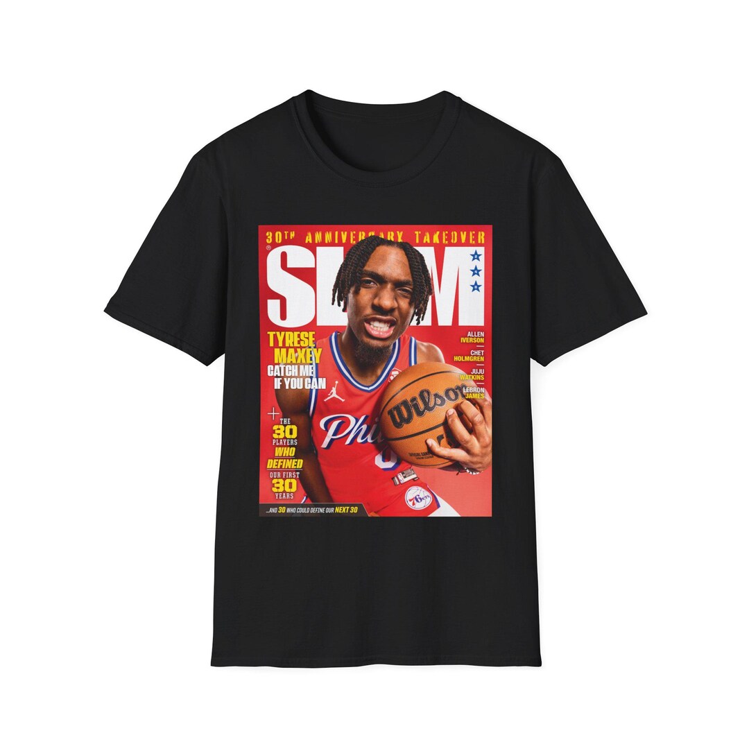 Tyrese Maxey Slam Magazine Cover T-shirt, Sport Graphic Tee, Retro T ...