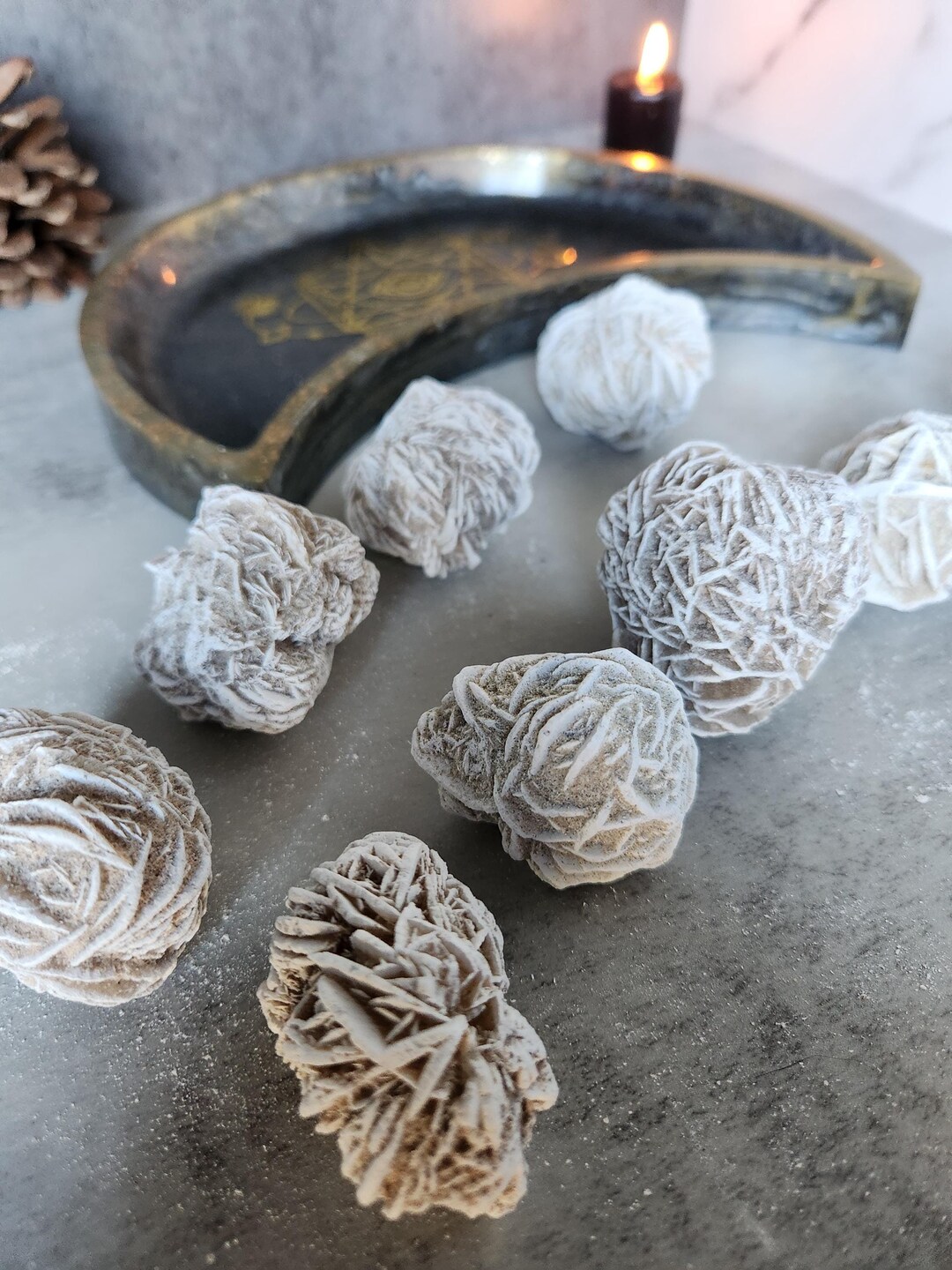 Natural Selenite Desert Rose Crystal Orbs, Stone of Confidence, Removes ...