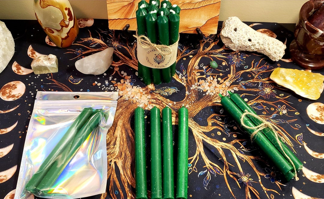 5" Opium/cinnamon Scented Green Chime Candles; Ritual Spell Candles for ...