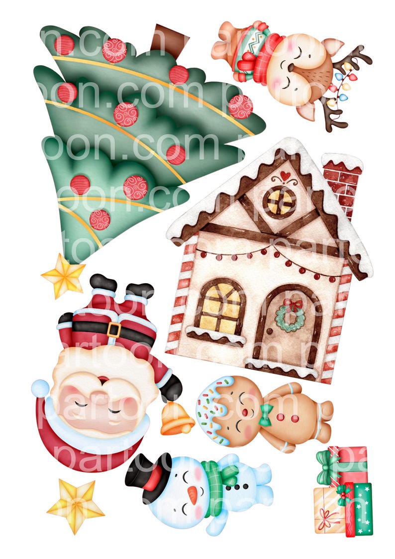 Printable Christmas Cake Toppers – Santa, Snowman, Gingerbread, and ...