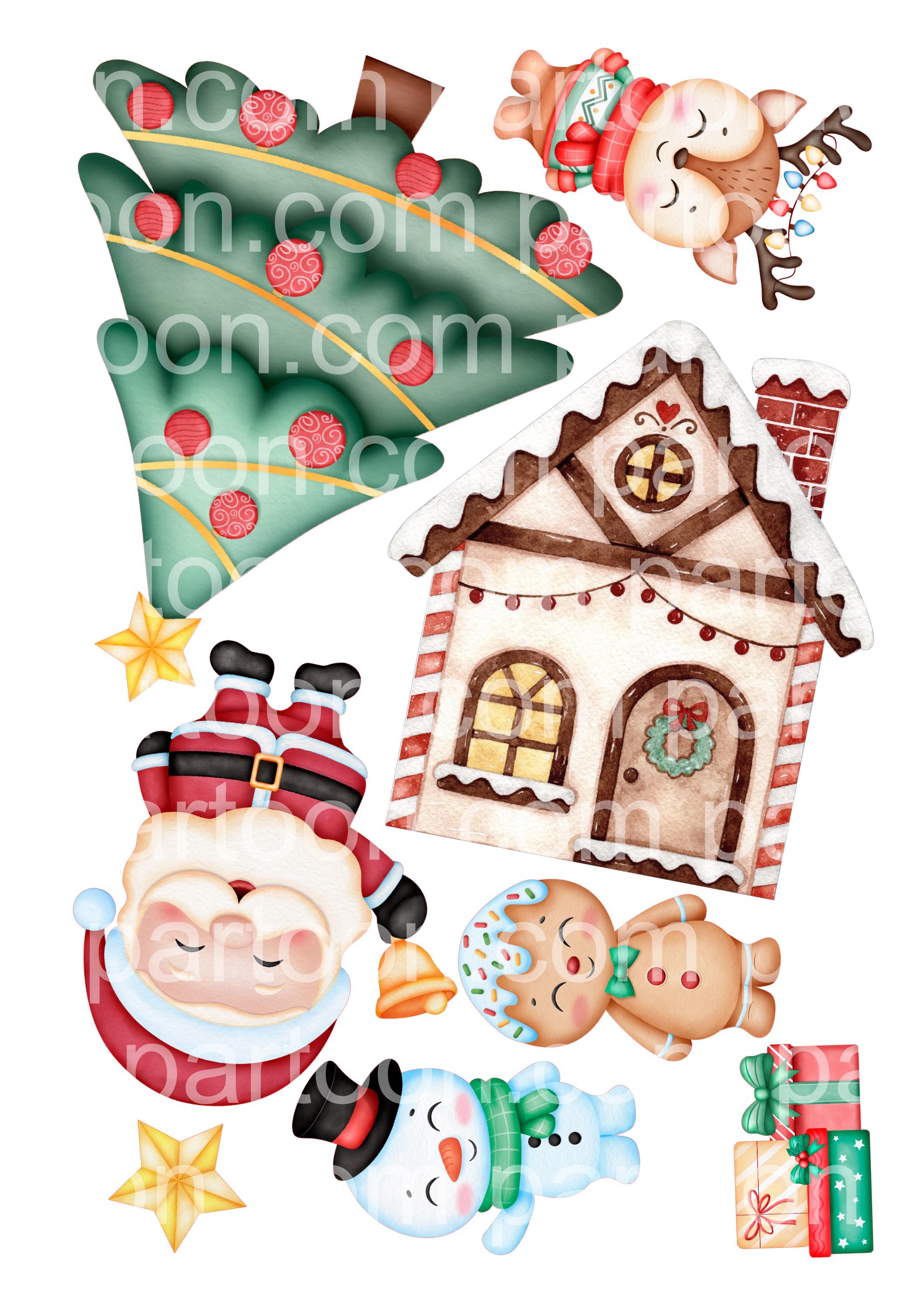Printable Christmas Cake Toppers – Santa, Snowman, Gingerbread, and ...