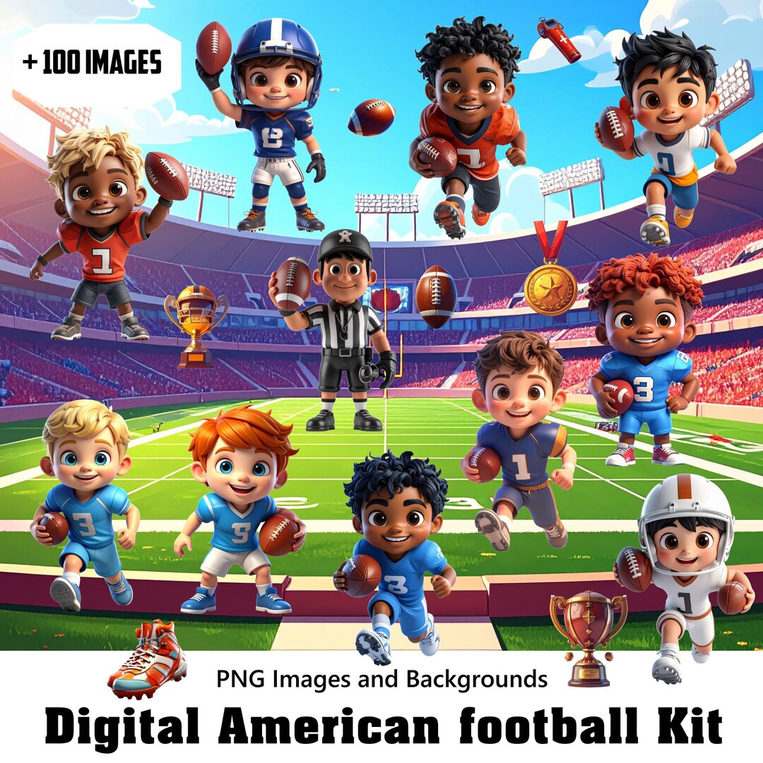 Digital American Football Clipart Kit - for Sublimation – 100+ PNG ...