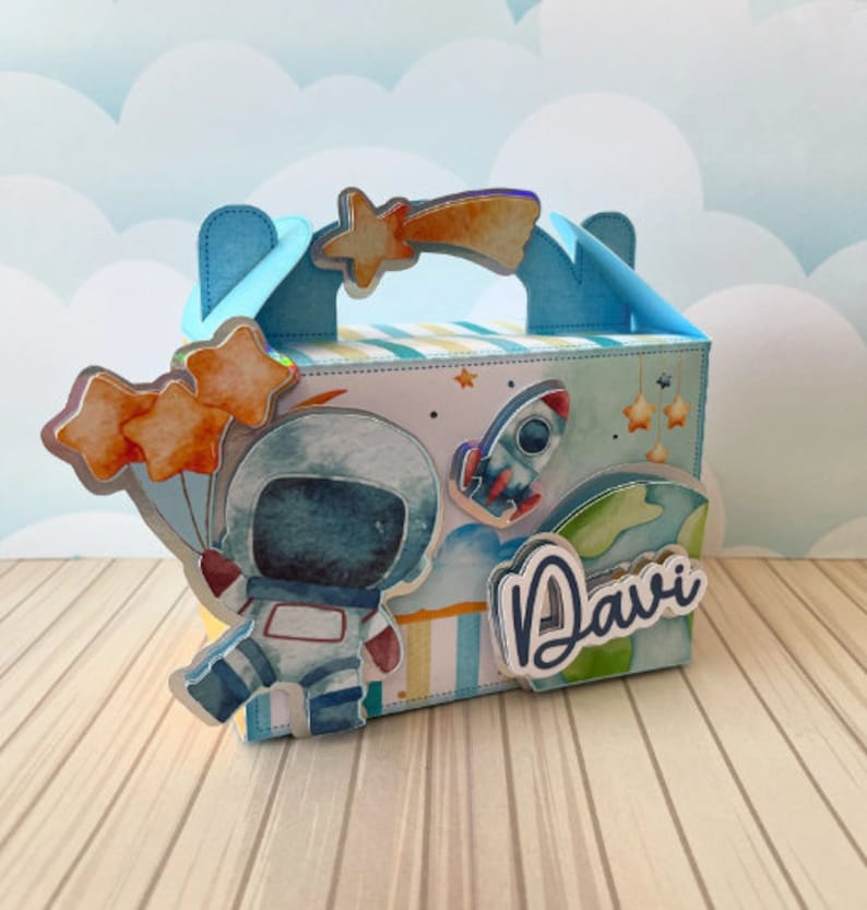 DIY Printable File Astronaut Watercolor Party Favor. Goody Boxes Party ...