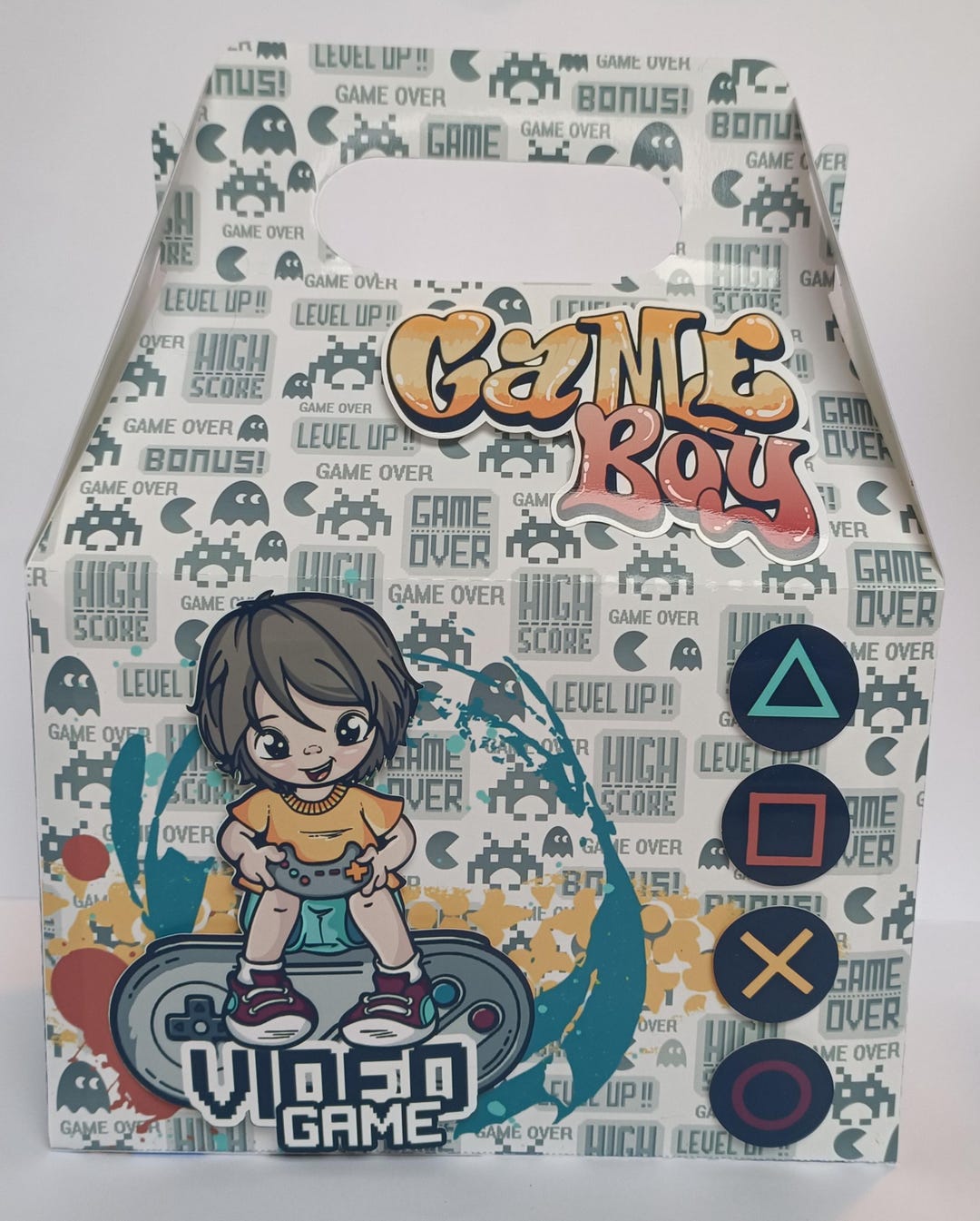 Video Game Party Favor Box – Gamer Boy Controller Buttons for Birthday ...