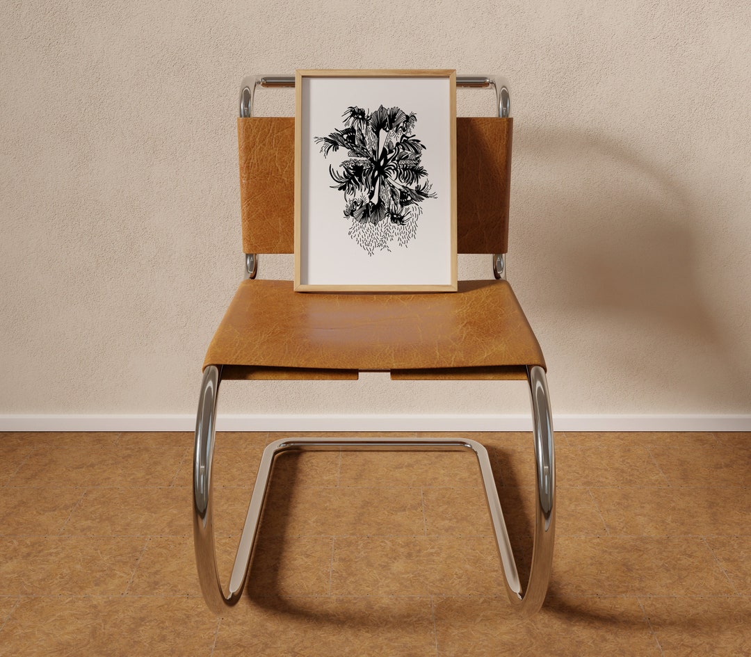 Minimalist Modern Skyduster Palm Tree Art Wall Print, Black and White ...