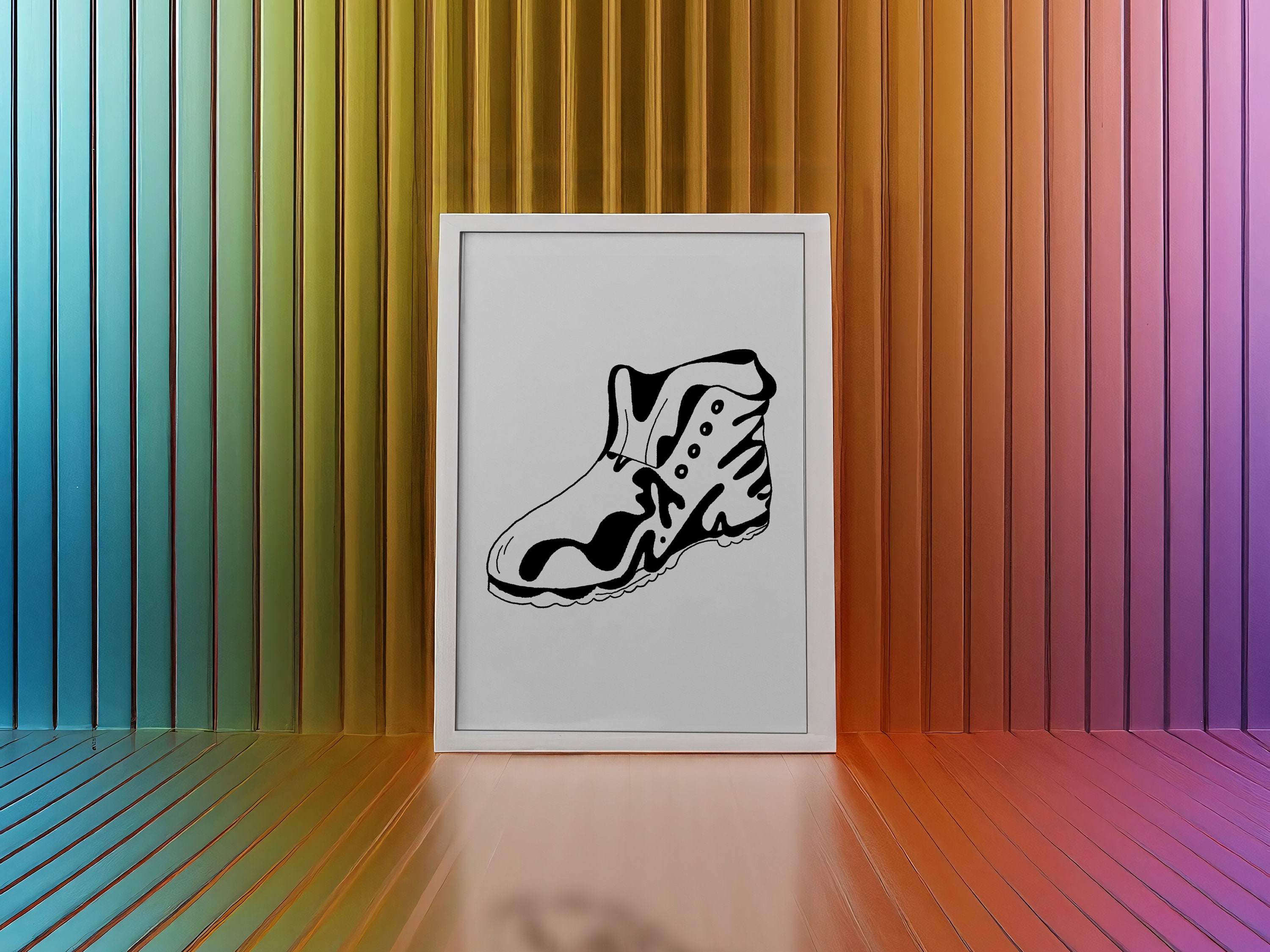 Minimalist Modern Monopoly Boot Art Wall Print, Black and White Wall ...