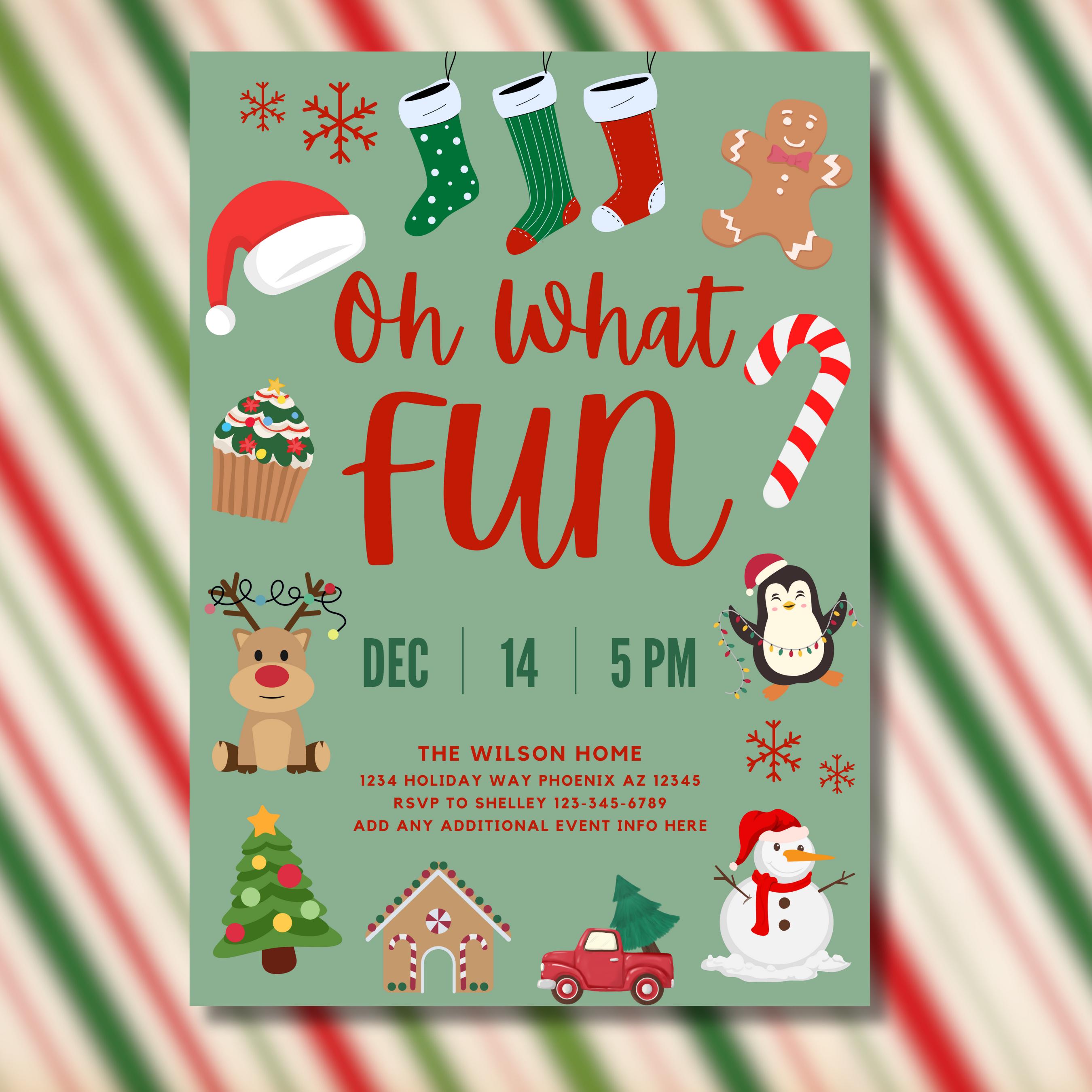 Kids Christmas Party Invitation, Oh What Fun Invitation, Kids Holiday ...