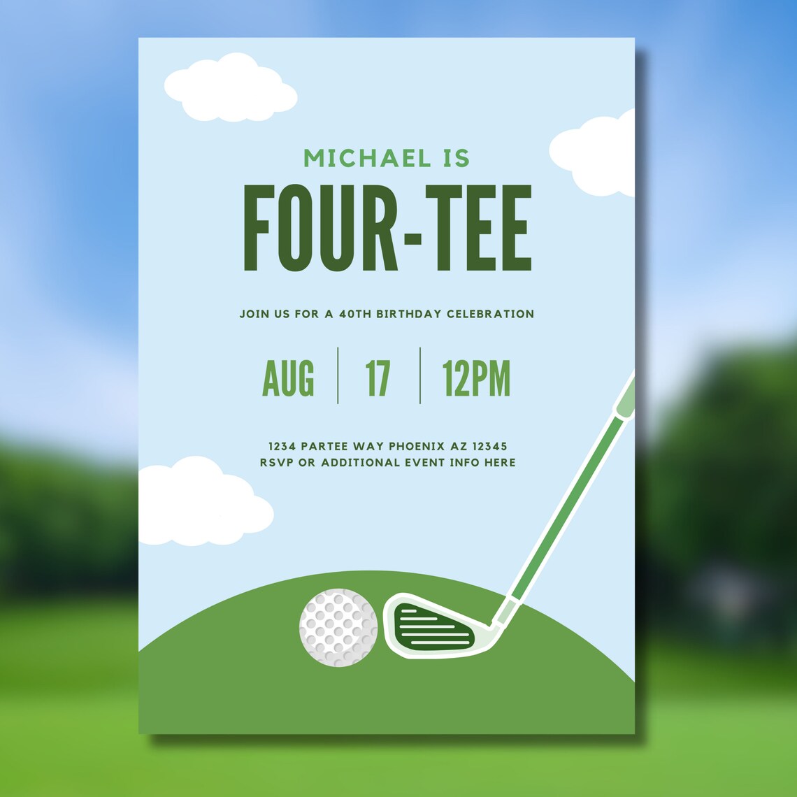 Four-tee Birthday Invitation, Golf Birthday Party, Let's Par-tee ...