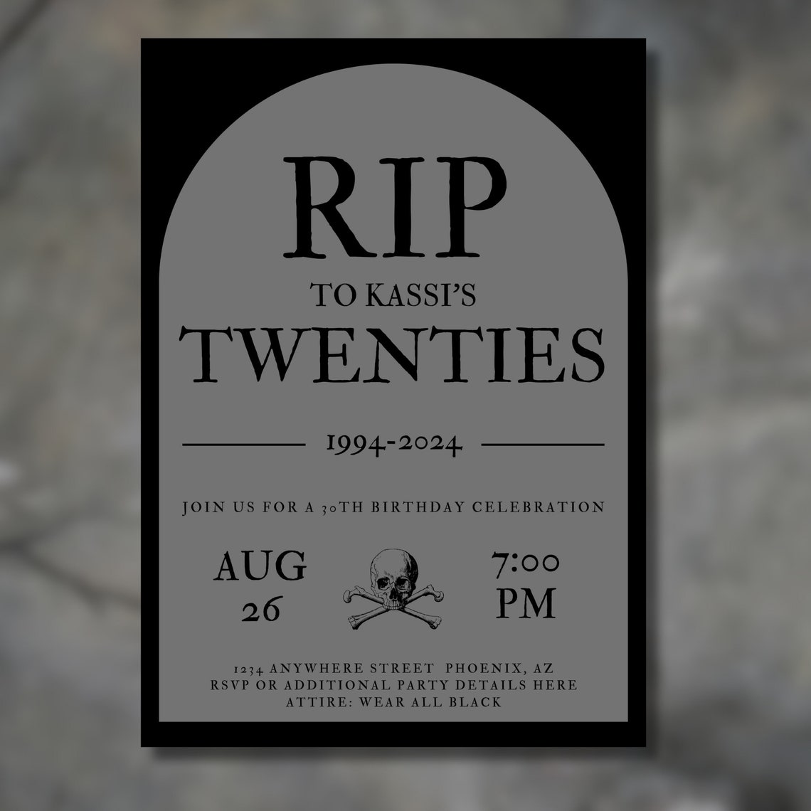 RIP 20's Birthday Party Invitation Template, R.I.P. to My Twenties ...