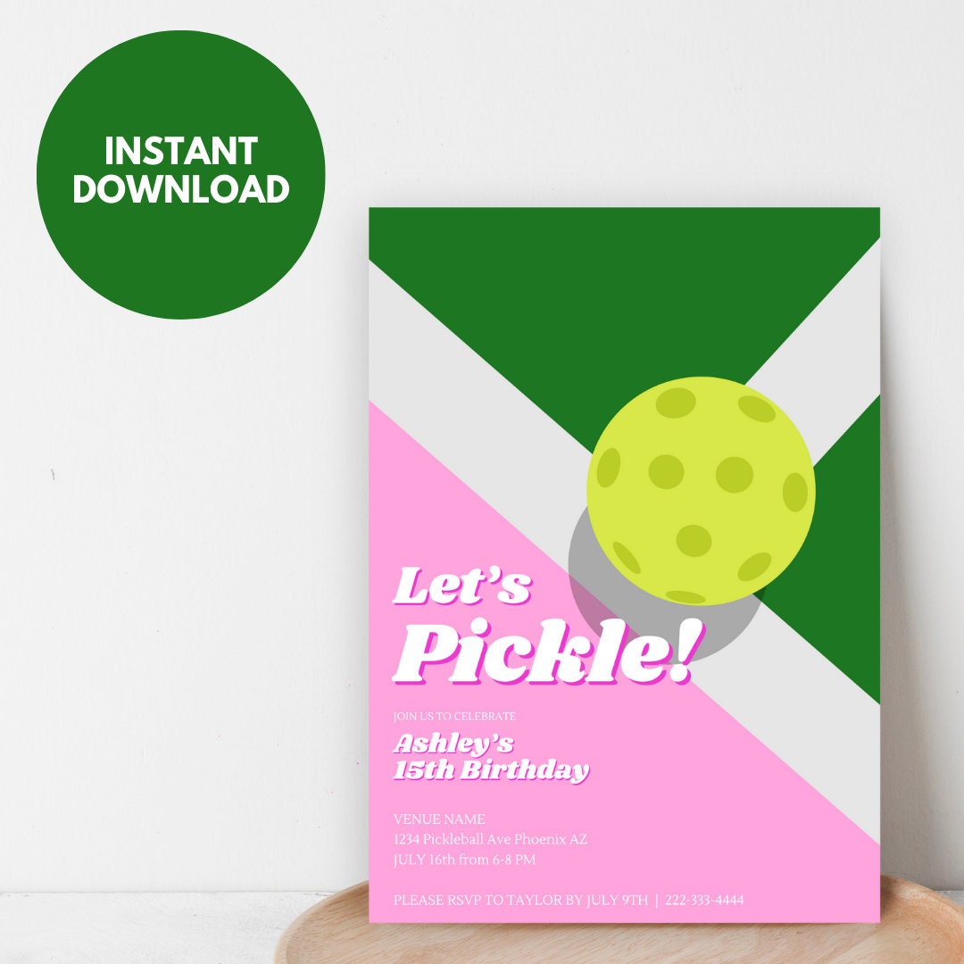 Pickleball Party Invitation, Pickeball Event Invite, Customizable ...