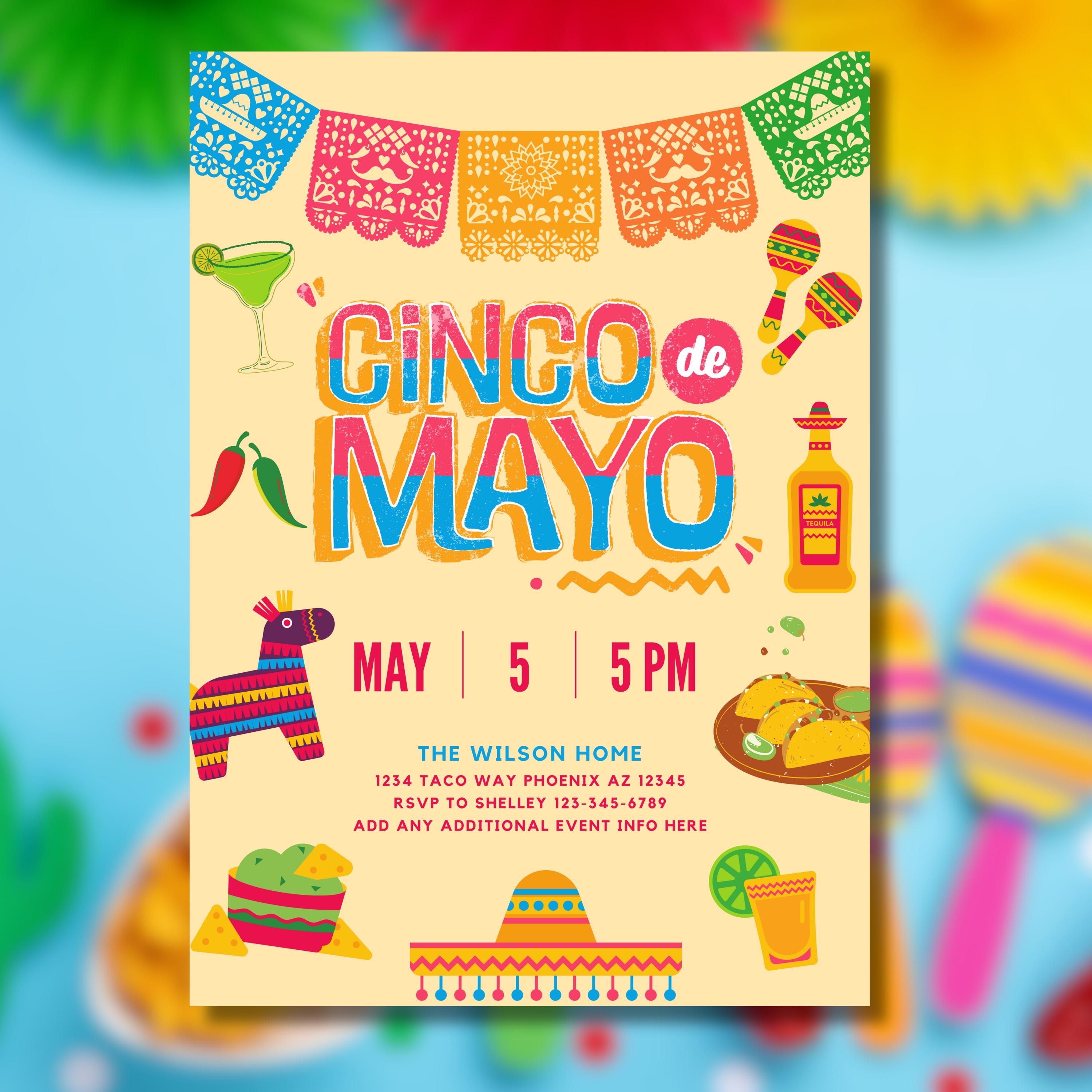 Cinco De Mayo Party Invitation Template, Taco Theme Party Invite ...