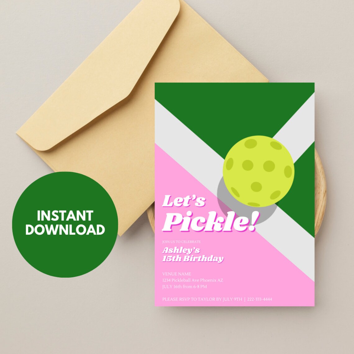 Pickleball Party Invitation, Pickeball Event Invite, Customizable ...