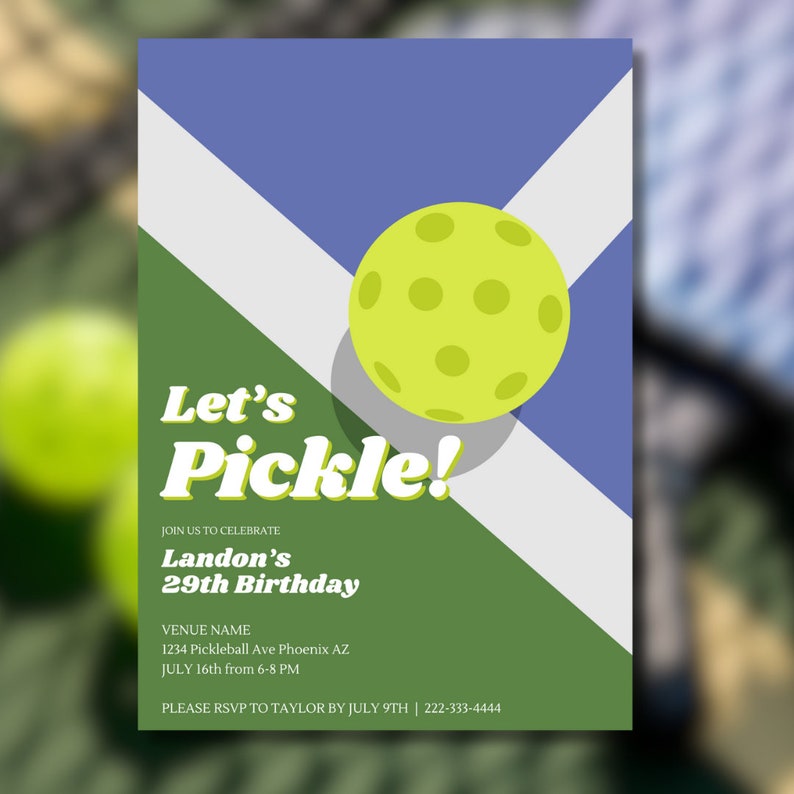 Pickleball Party Invitation, Pickeball Event Invite, Customizable ...