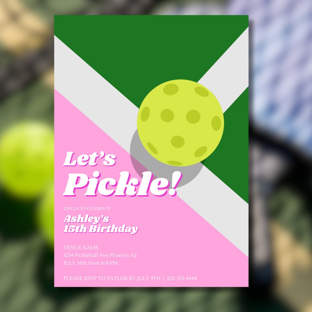 Pickleball Party Invitation, Pickeball Event Invite, Customizable ...