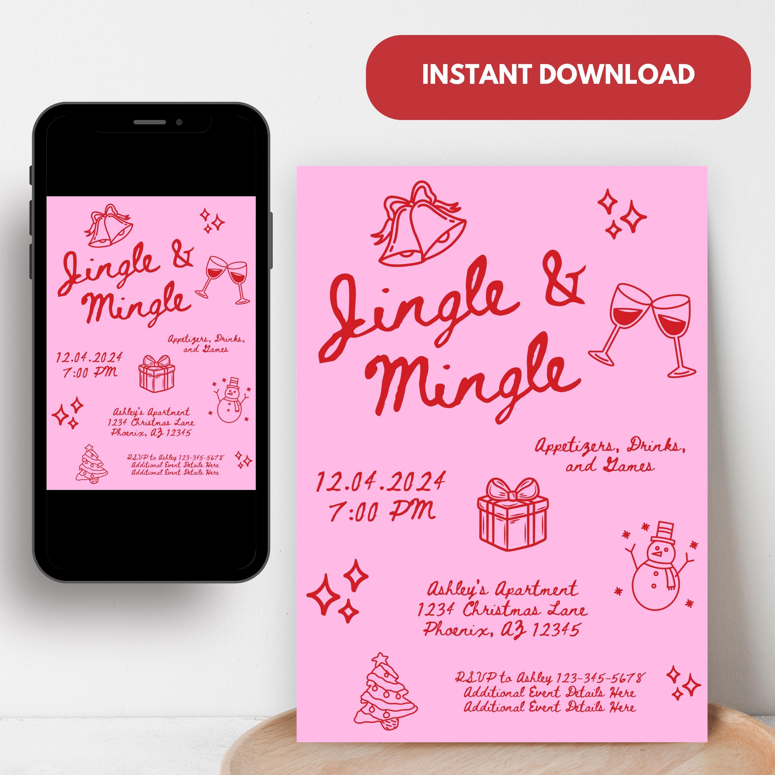 Christmas Party Invitation, Holiday Party Invitation, Jingle and Mingle ...