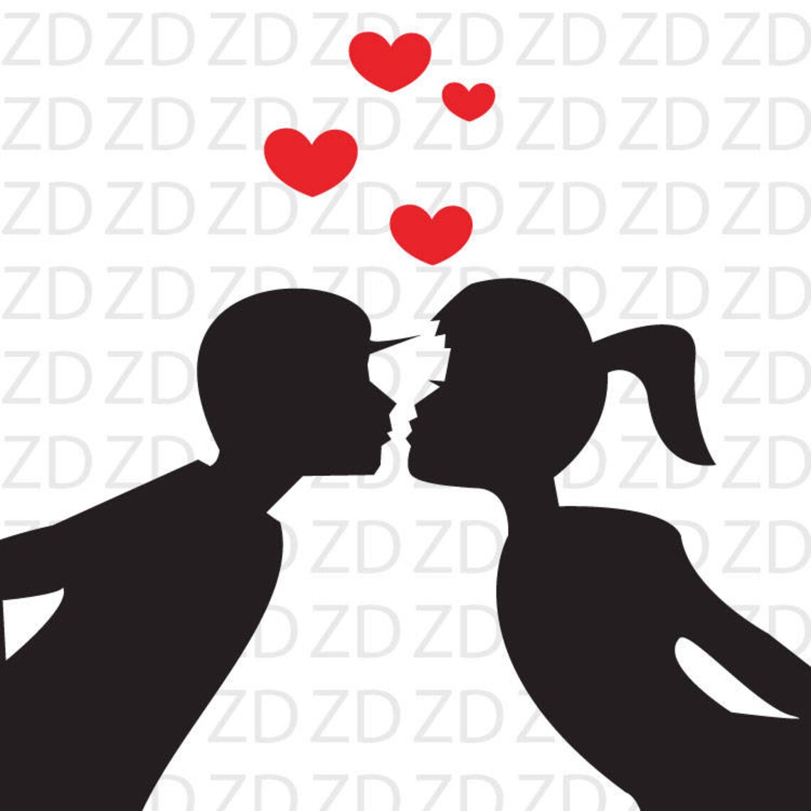 Primer beso de niño y niña Archivo de corte: SVG, Silhouette Cameo, SVG ...