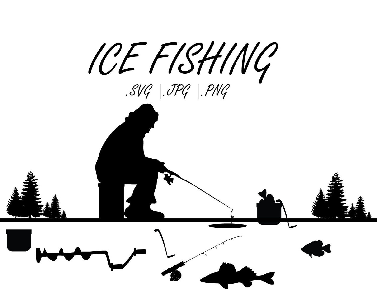 Ice Fishing Graphic Files, Minnesota, .svg, .png, .jpg - Etsy