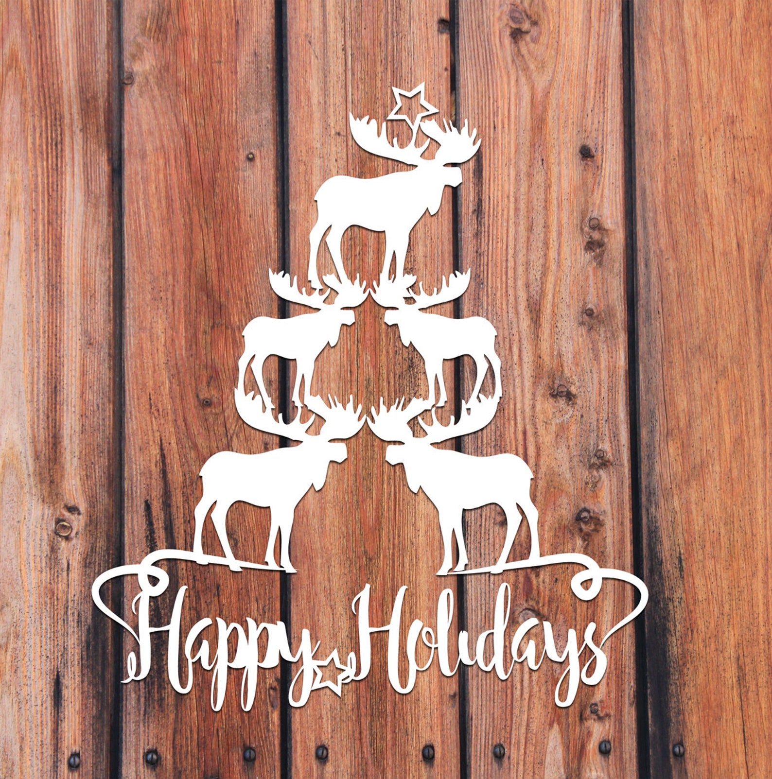 Happy Holidays Moose Christmas Tree - Etsy