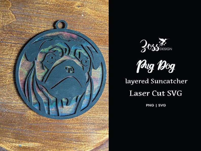 Pug Dog Sun Catcher Laser Cut File | SVG Design - Etsy