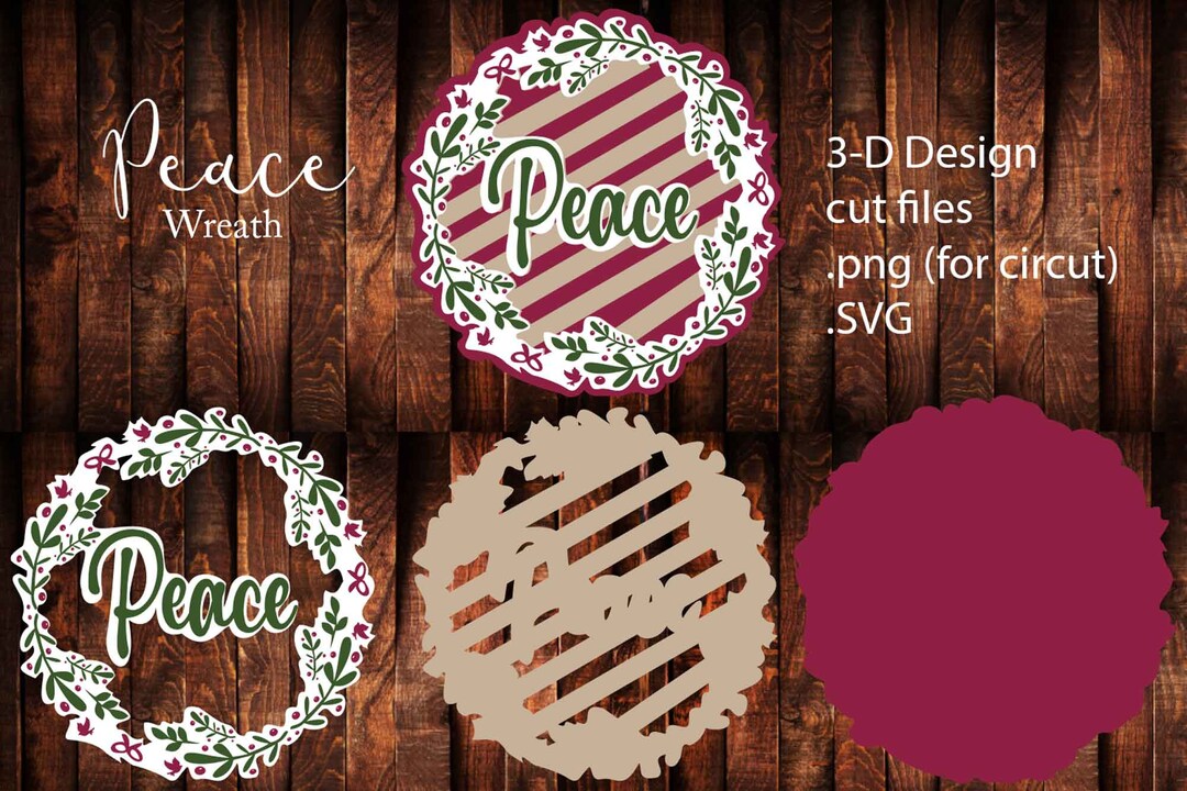 3-D Christmas Layered Cut Files | Peace Wreath | Svg and Png - Etsy