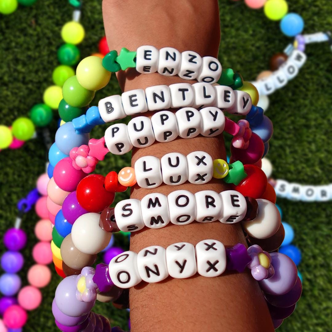 Personalized Beaded Pet Collar, Custom Beaded Necklace for Dogs, Bead ...
