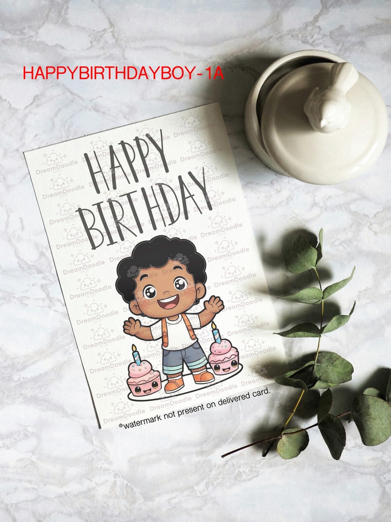 Happy Brown Skinned Anime Boy Birthday Greeting Card Cute & Joyful ...