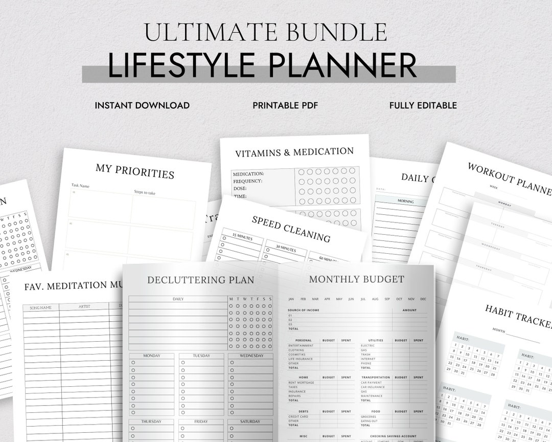 Lifestyle Planner Printable Life Management Journal Budget Template ...