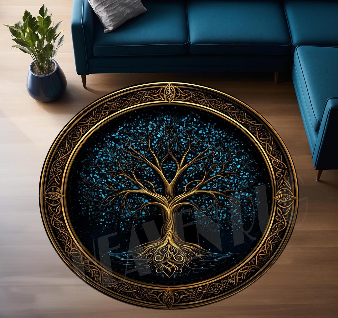 Tree of Life Rug, Blue Tree Decor Rug, Home Decor Rug, Tree Area Rug ...