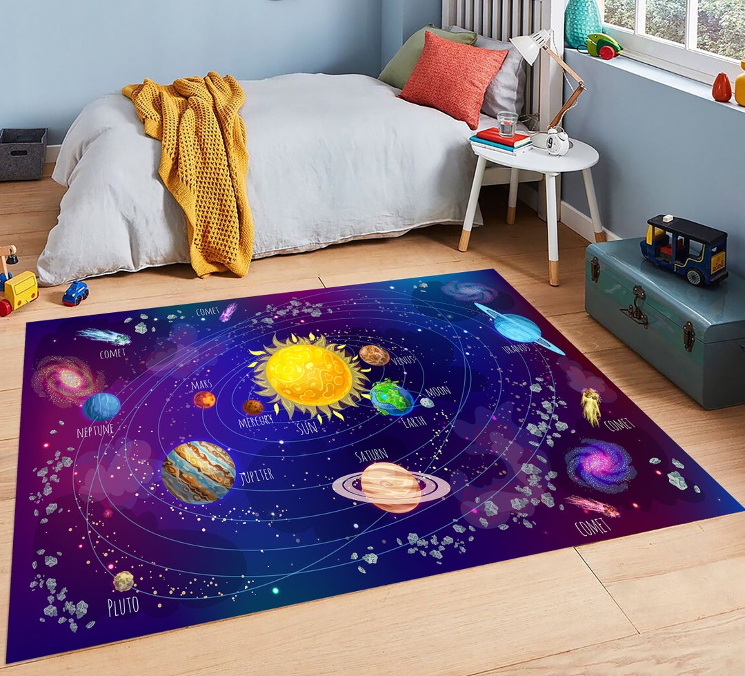 Solar System Rug: Planets Design, Kids Room Decor - Etsy