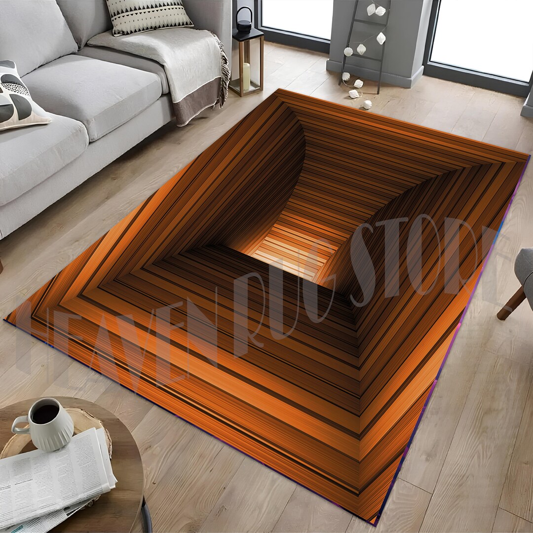 Brown Stair Vortex Rug, Stair Illusion Rug, 3D Stair Vortex Rug ...
