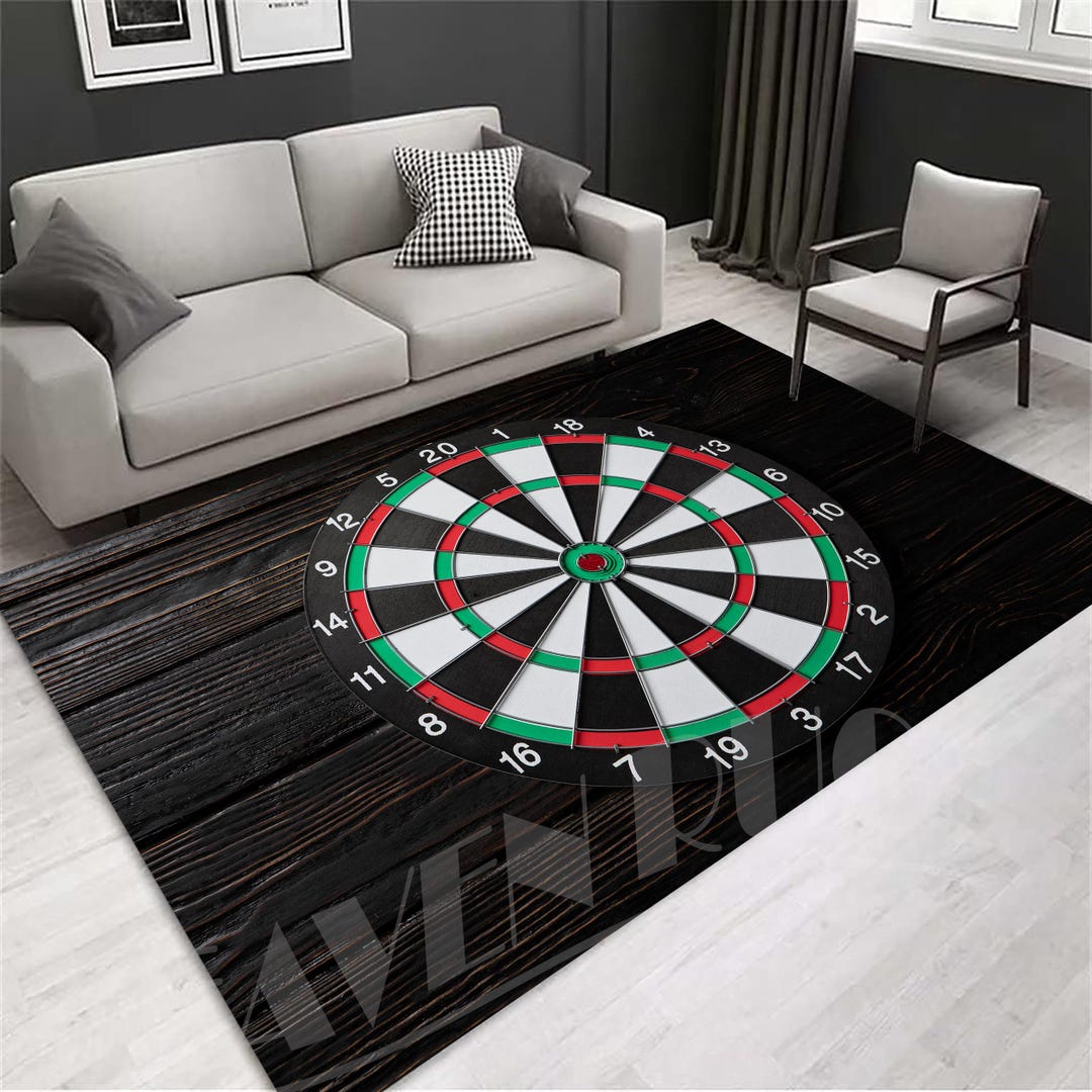 Dartboard Rug, Dart Board Design Rug, Black and White Dartboard Rug ...